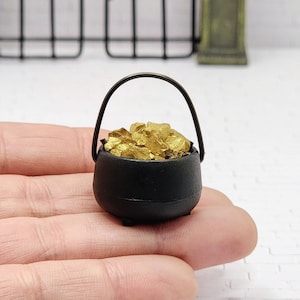 Miniature Pot of Gold,st.patricks Day Miniatures,gold Nuggets,dollhouse ...