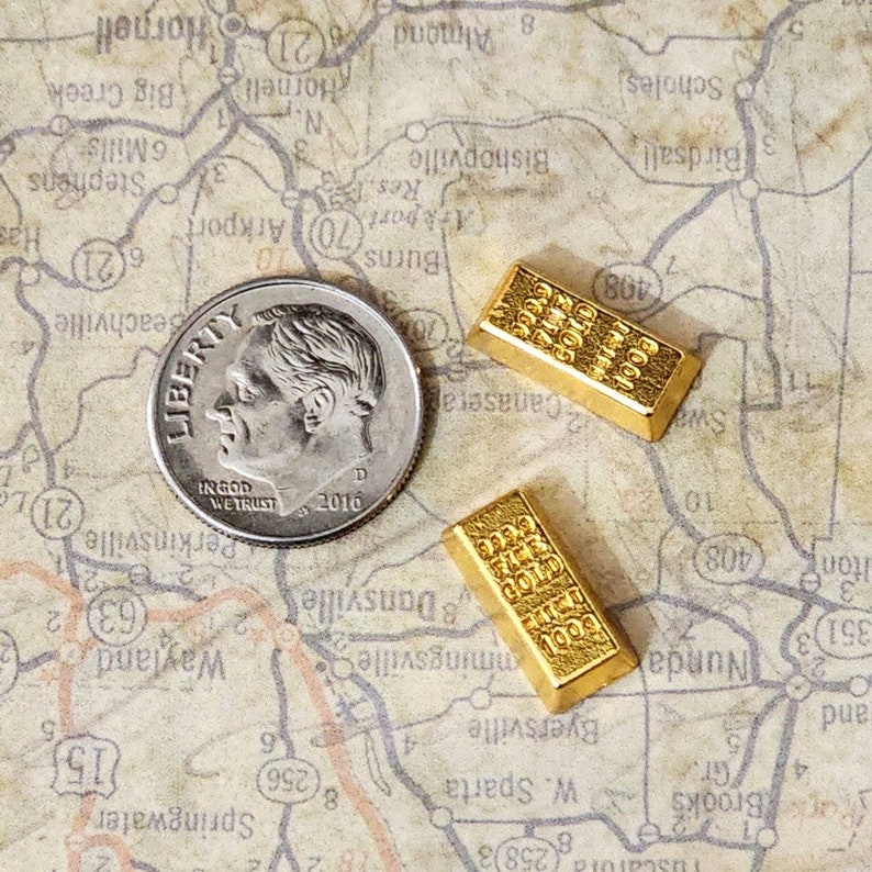 2 Tiny Gold Bars,metal,1:12 Scale,miniature Gold,board Gaming ...