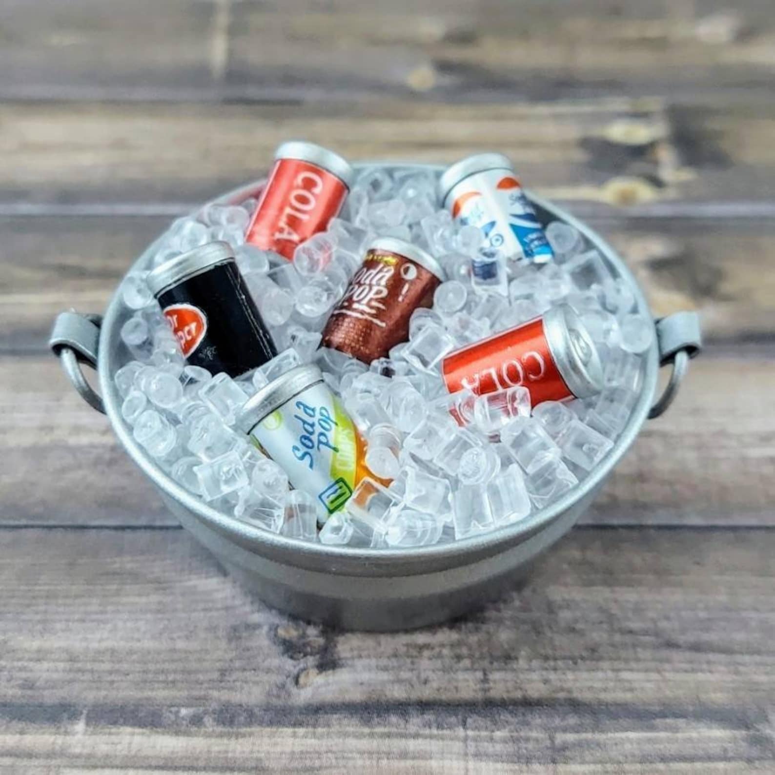 Miniature Tub With Loose Ice Cubes,miniature Soda Cans,dollhouse Ice ...