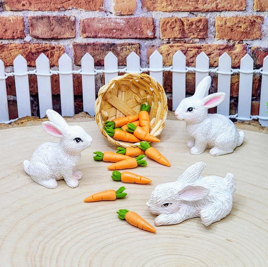 Miniature Bunny,easter Miniatures,miniature Carrots,fairy Garden ...