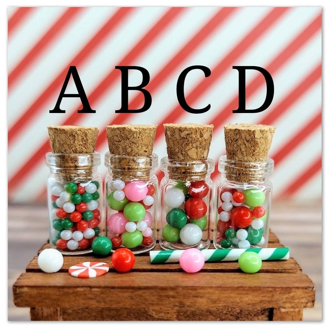 Miniature Christmas Candy Jar Christmas Miniaturesdollhouse - Etsy