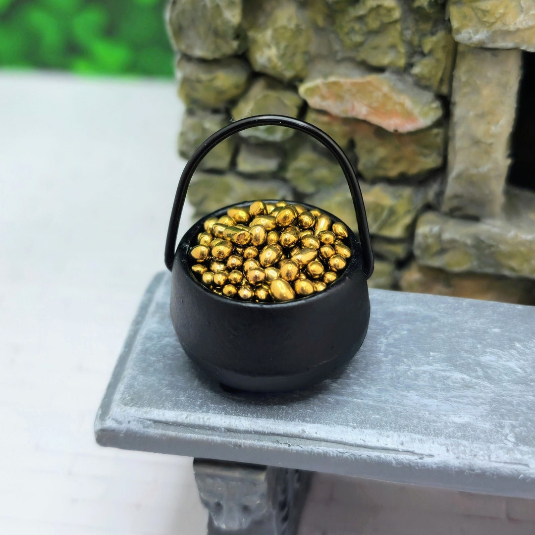 Miniature Pot of Gold,st.patricks Day Miniatures,gold Nuggets,dollhouse ...