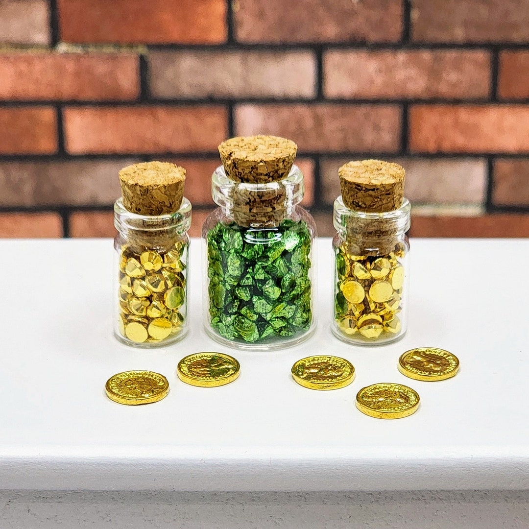 Miniature Glass Jar,faux Gold Nuggets,mini Gold Coins,st.patricks Day ...