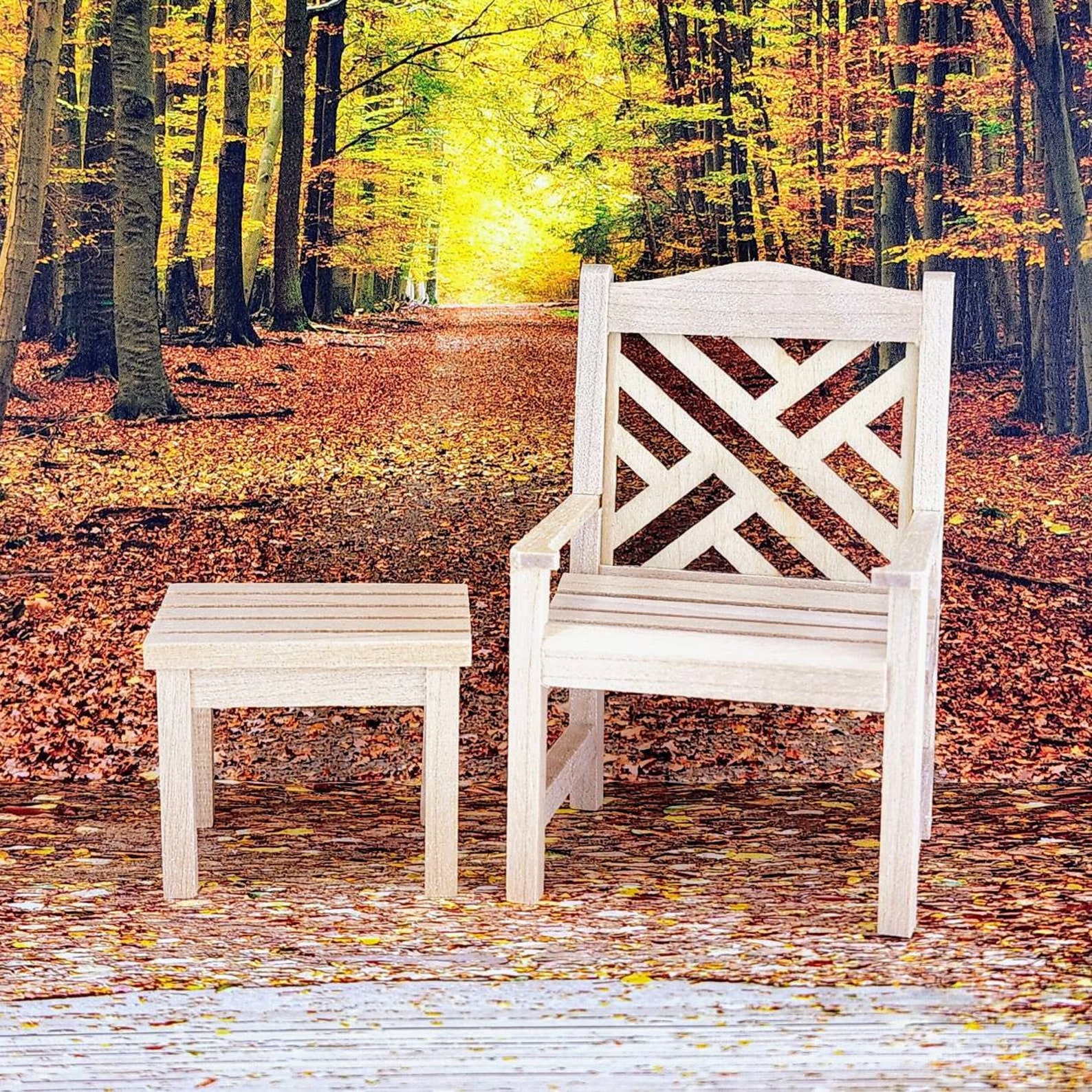 Miniature Wooden Garden Bench,natural Wood Garden Chairs,dollhouse ...