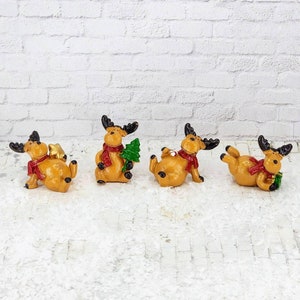 Miniature Reindeer,christmas Miniatures,mini Reindeer Figurine ...