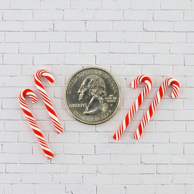 Mini Candy Canes,miniature Peppermint Stick Ornaments,tiny Clay Charms ...