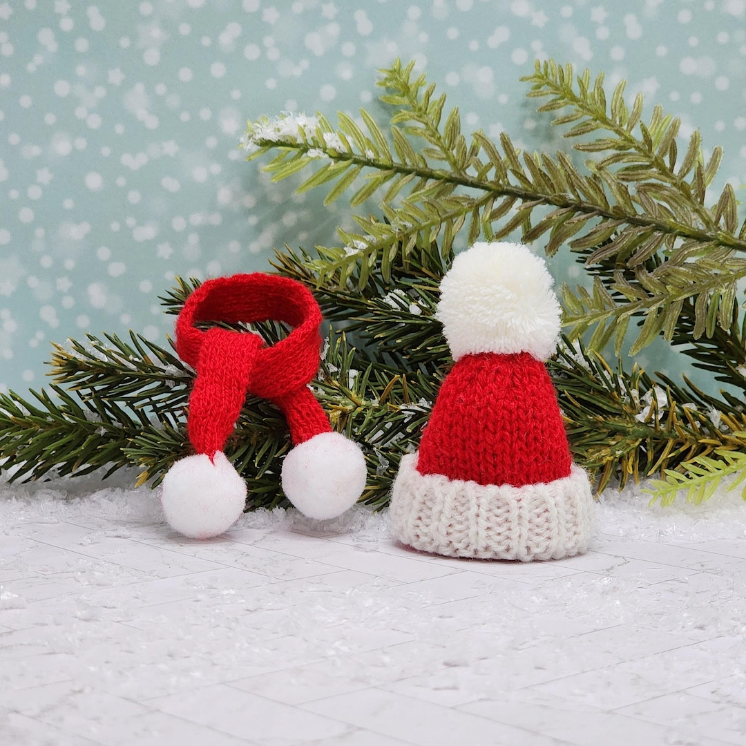 Miniature Santa Hat,scarf,christmas Miniatures,mini Knitted Hat,elf ...