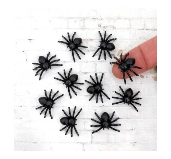 Miniature Black Spiders halloween Miniatures Halloween Embellishments halloween Party Favors Halloween Craft Supplies Etsy