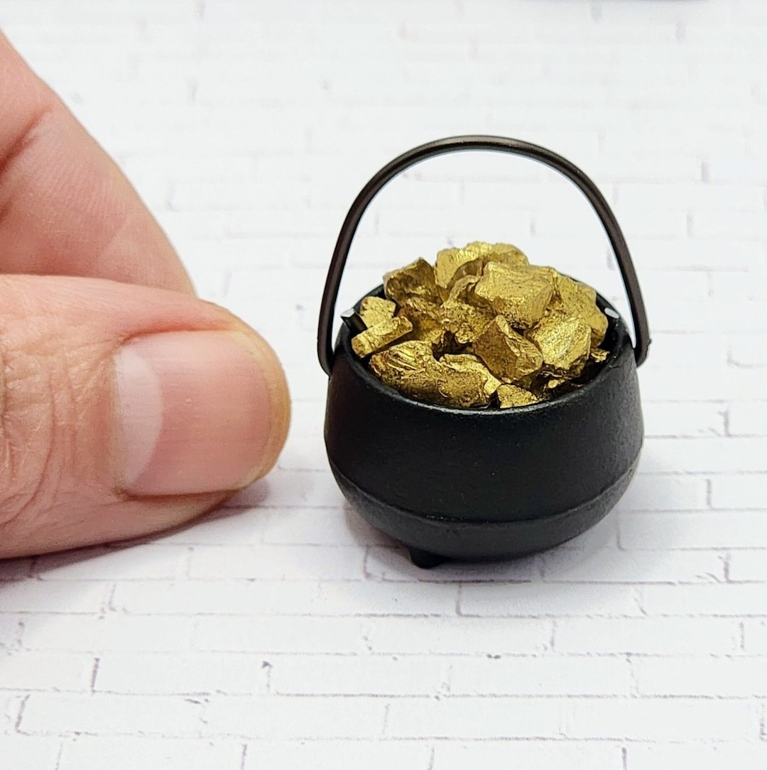 Miniature Pot of Gold,st.patricks Day Miniatures,gold Nuggets,dollhouse ...