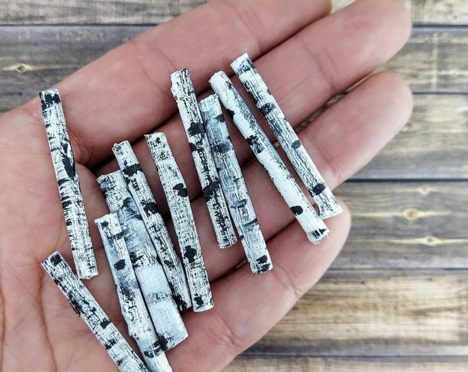 1:12 Scale Miniature Birch Logs Artisan Miniatureschristmas - Etsy