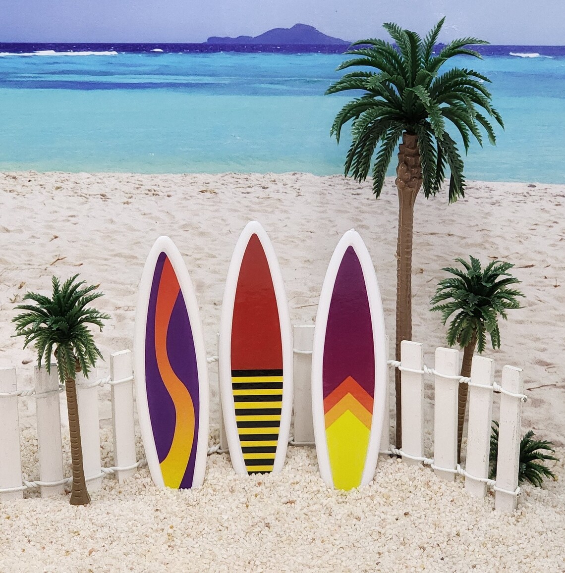 Beach Miniatures,miniature Surfboard,miniature Palm Trees,dollhouse ...