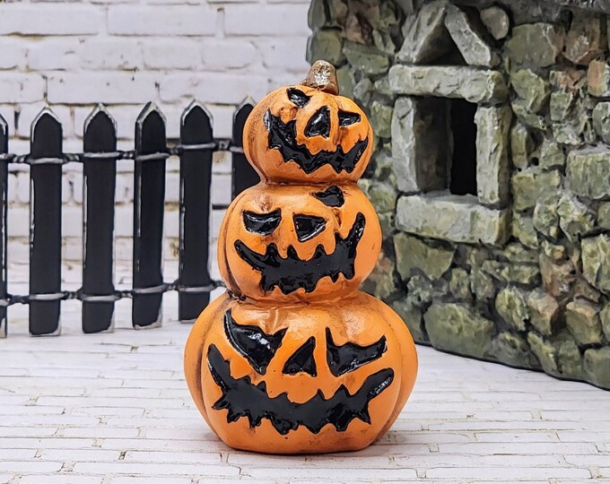 Miniature Stacked Pumpkins,halloween Figurine,jack O' Lantern,halloween ...