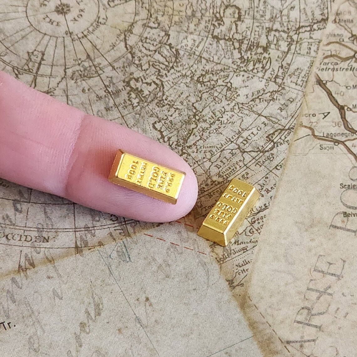 2 Tiny Gold Bars,metal,1:12 Scale,miniature Gold,board Gaming ...