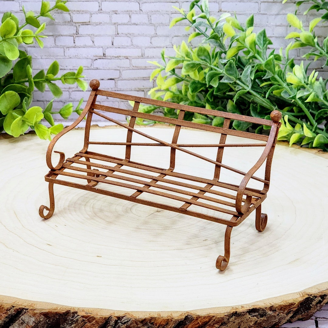 Miniature Metal Bench, Fairy Garden Bench,dollhouse Miniature Bench ...