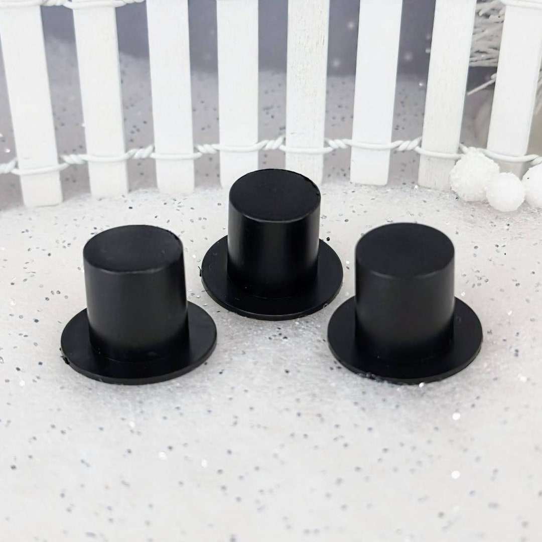 Miniature Top Hats,black,mini Snowman Hats,dollhouse,fairy Garden ...