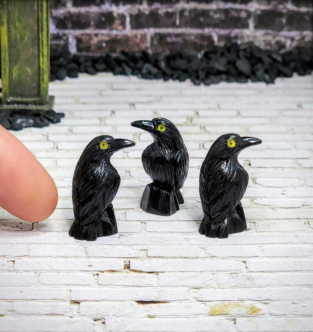 Miniature Raven,halloween Miniatures,dollhouse Halloween,fairy Garden ...