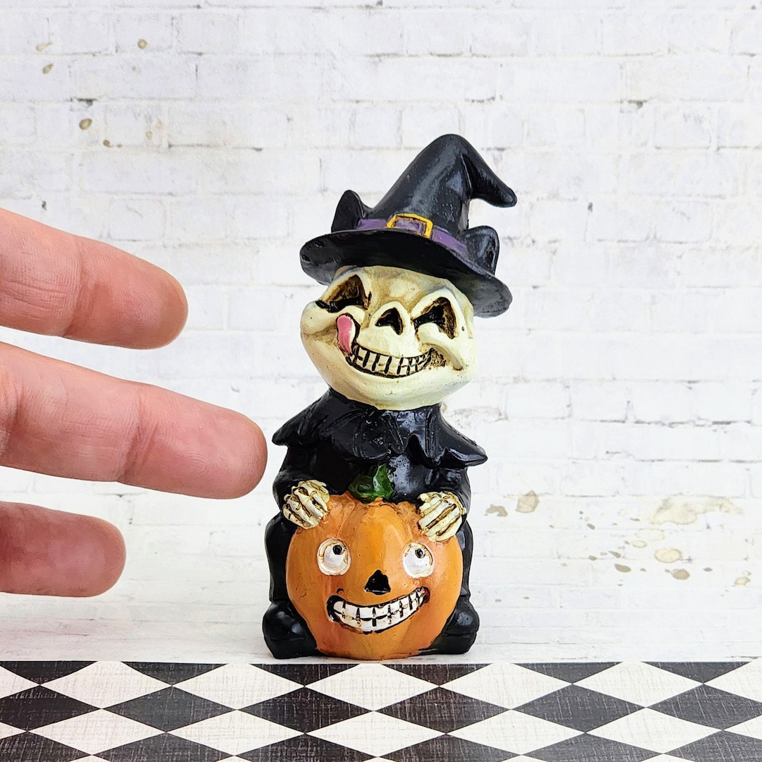 Miniature Halloween Figurine, Skeleton Cat Witch,fairy Garden ...