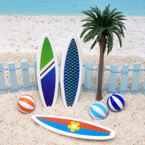 Miniature Surfboard,beach Ball,miniature Palm Tree,beach Miniatures ...