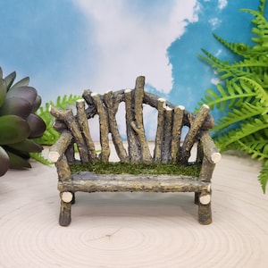 Fairy Garden Bench,mossy Twig Bench,woodland Furniture,gnome Garden ...