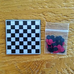 Miniature Checkers Game, 1:2 Scale Checkers, Dollhouse Game,wooden ...