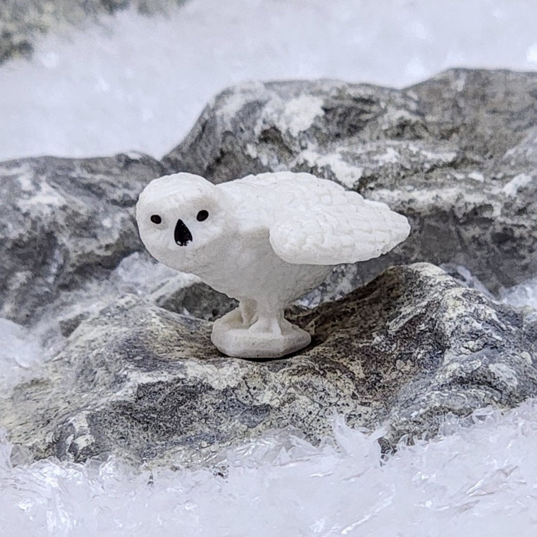 Tiny Snow Owl,miniature White Owl, Dollhouse Animals,micro Mini Owl ...