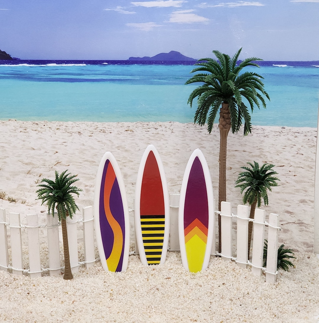 Beach Miniatures,miniature Surfboard,miniature Palm Trees,dollhouse ...