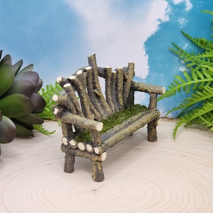 Fairy Garden Bench,mossy Twig Bench,woodland Furniture,gnome Garden ...