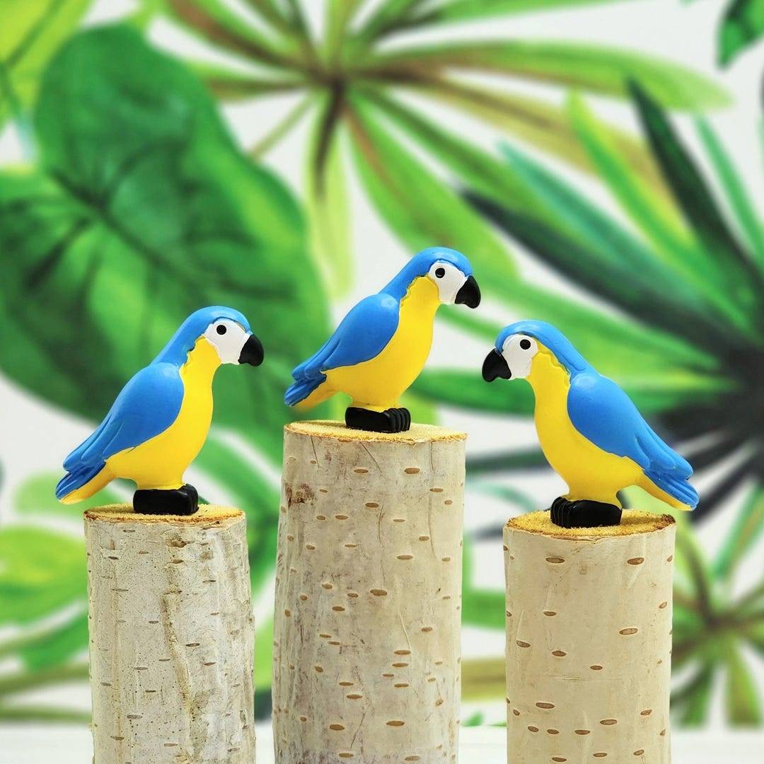 Miniature Parrot,parrot Figurine,blue,yellow,fairy Garden Accessory ...
