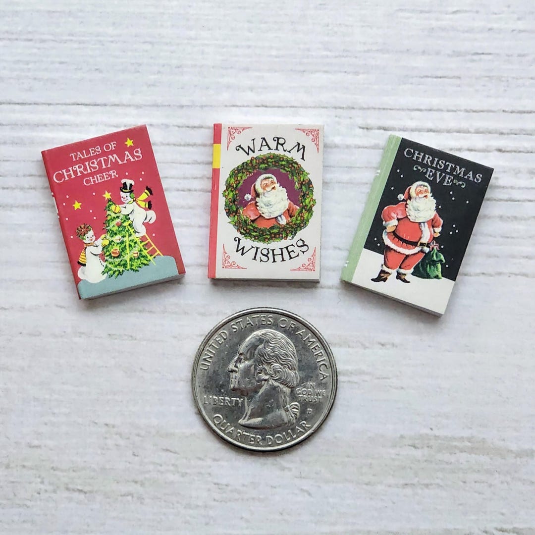 Miniature Christmas Books,christmas Miniatures,dollhouse Christmas ...