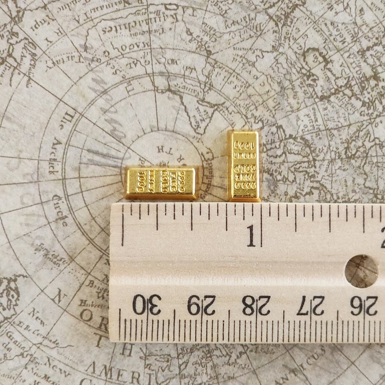 2 Tiny Gold Bars,metal,1:12 Scale,miniature Gold,board Gaming ...