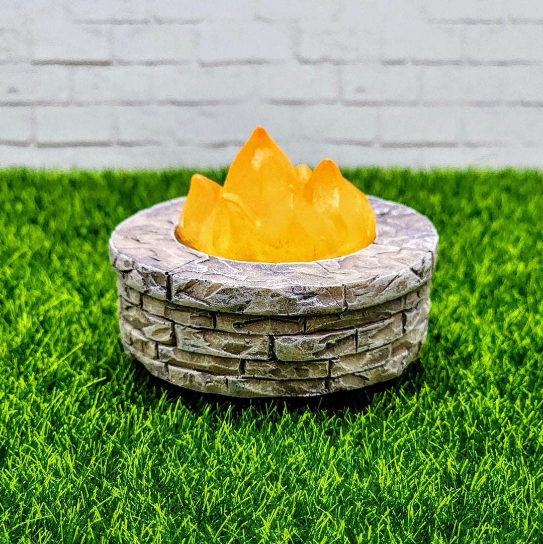 Miniature Fire Pit,campfire,led Light,faux Stone,grey,dollhouse ...