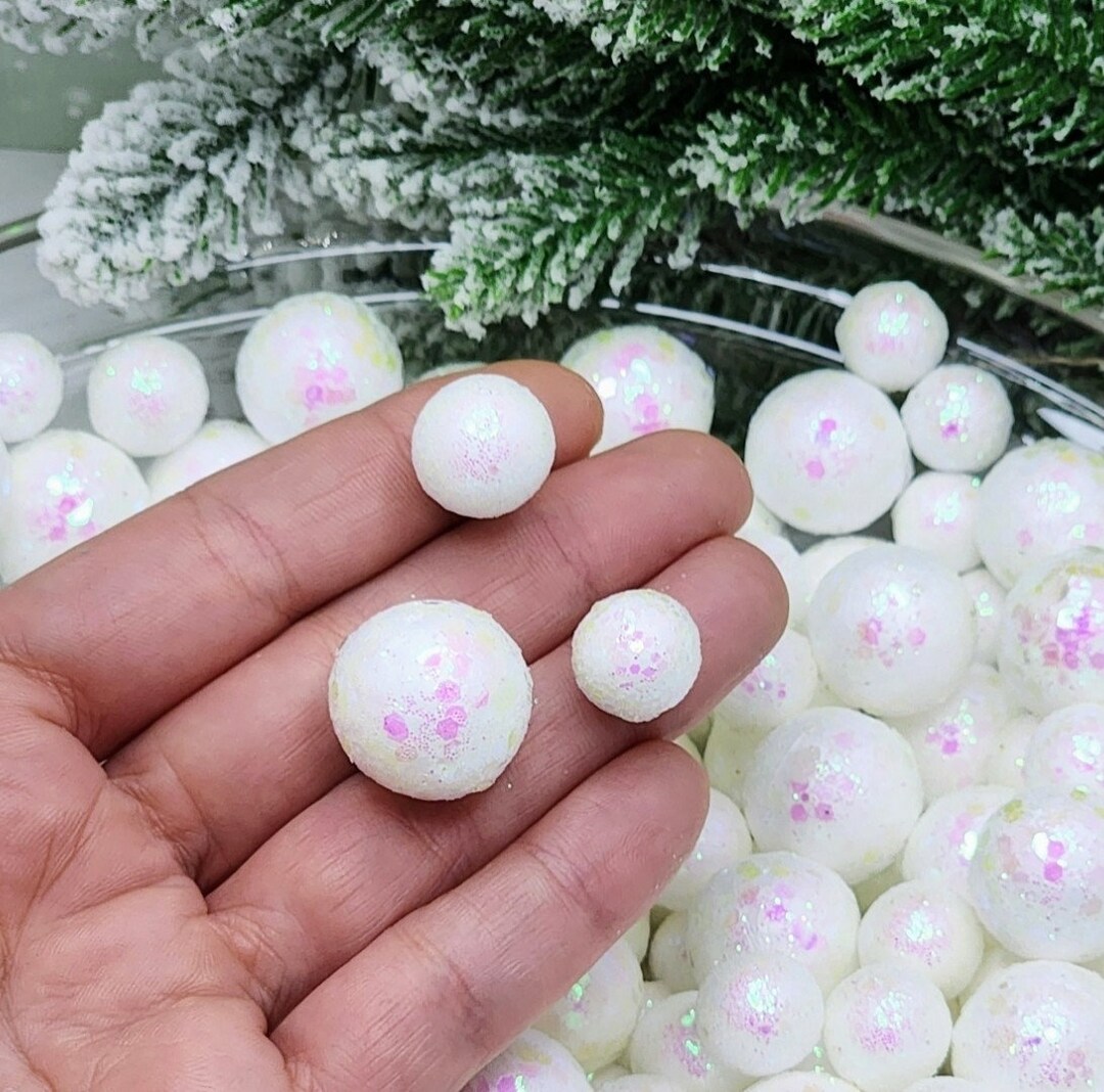 Mini Snowballs,1/2 Cup,glittered Foam Balls,christmas Miniatures ...