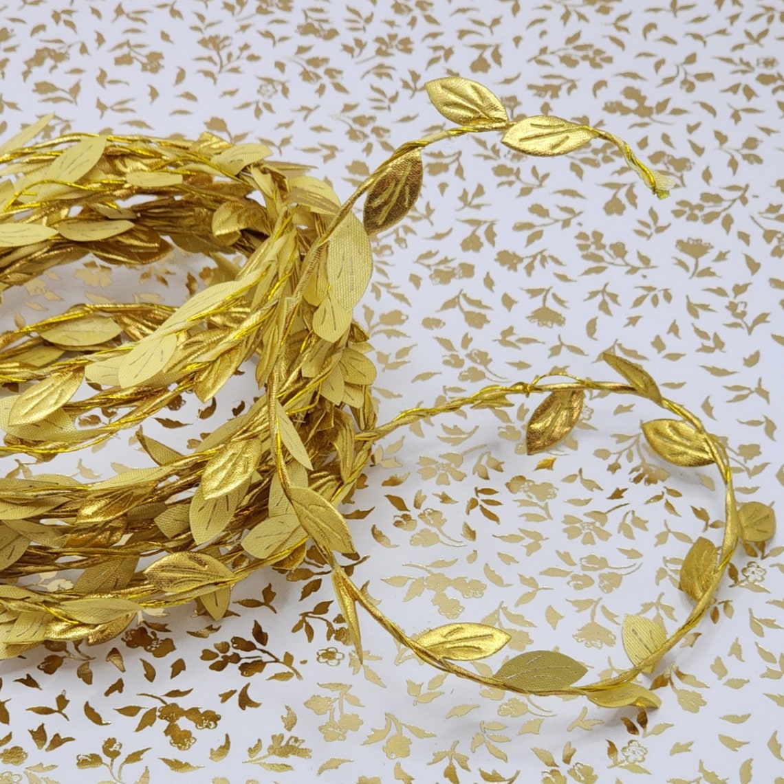 12 FT. Miniature Gold Leaf Garland,wired Leaf Garland,miniature ...