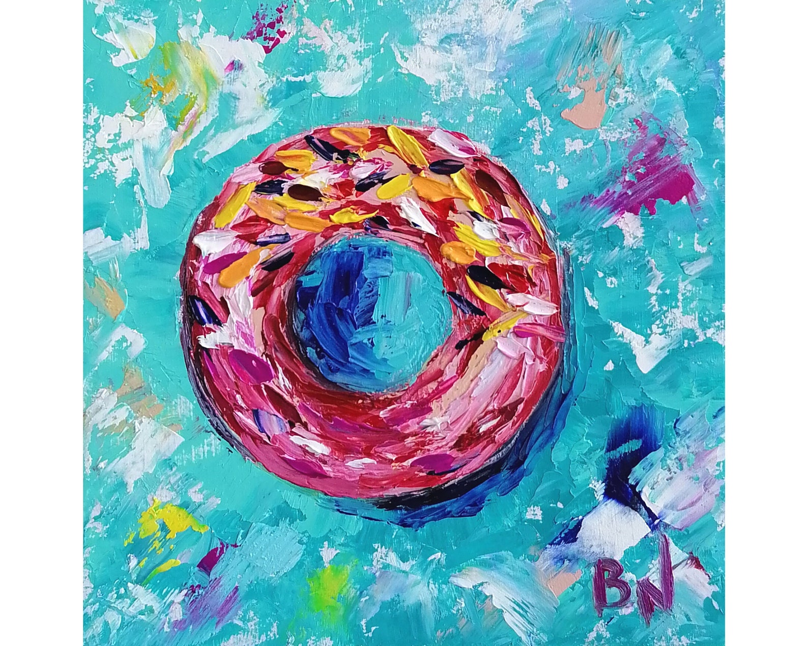Donut Painting Doughnut Original Art Food Artwork Still Life | Etsy