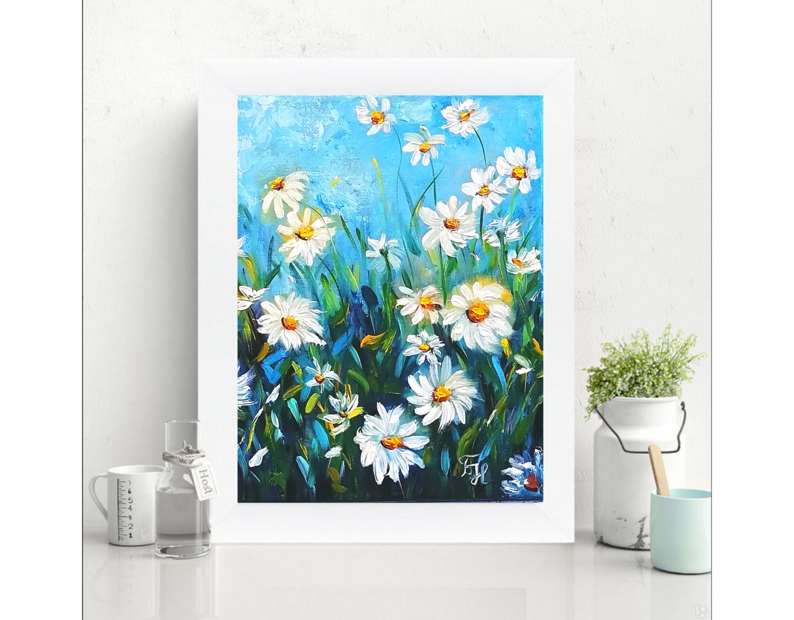 Daisy Painting Floral Original Art Flower Canvas Art Daisies | Etsy