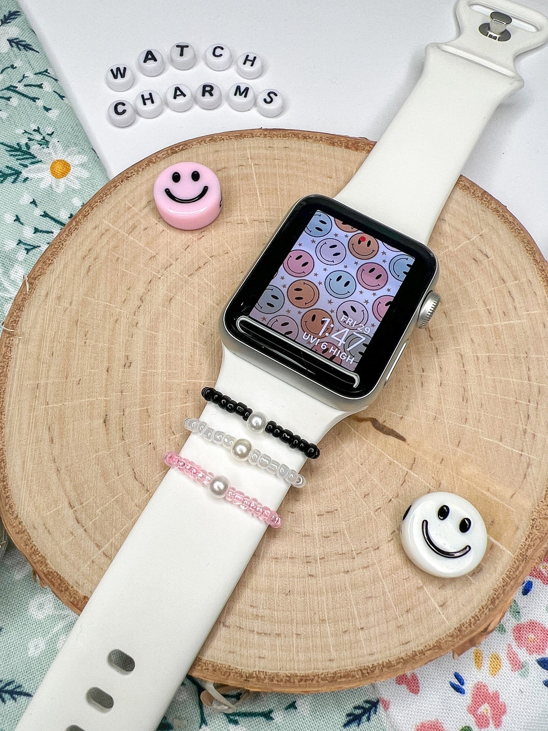 Tiny Pearl Neutral Beaded Watch Charm/apple Watch Halo/trendy Watch ...