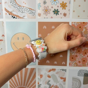 Colorful Smiley Face Beaded Watch Charm Set/apple Watch Halo - Etsy