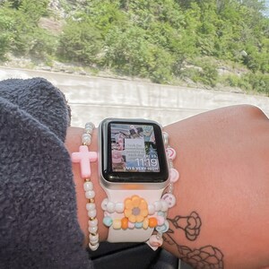 Sunflower Beaded Watch Charm/smiley Apple Watch Halo Charms/trendy ...