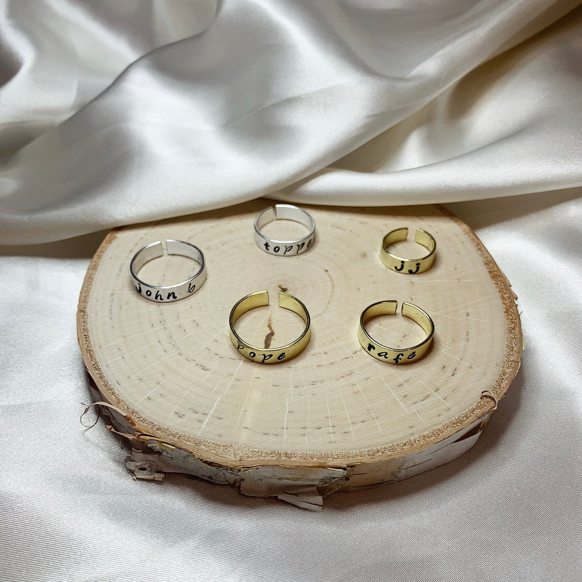 Outer Banks Inspired Name Stamped Ring/obx Jewelry/ Flat Gold - Etsy