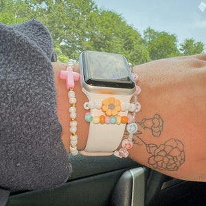 Sunflower Beaded Watch Charm/smiley Apple Watch Halo Charms/trendy ...