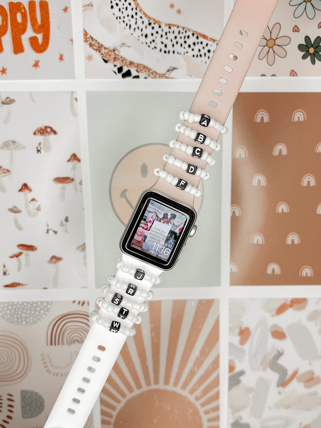 Custom Letter Beaded Watch Charm/apple Watch Halo Charms/trendy Watch ...