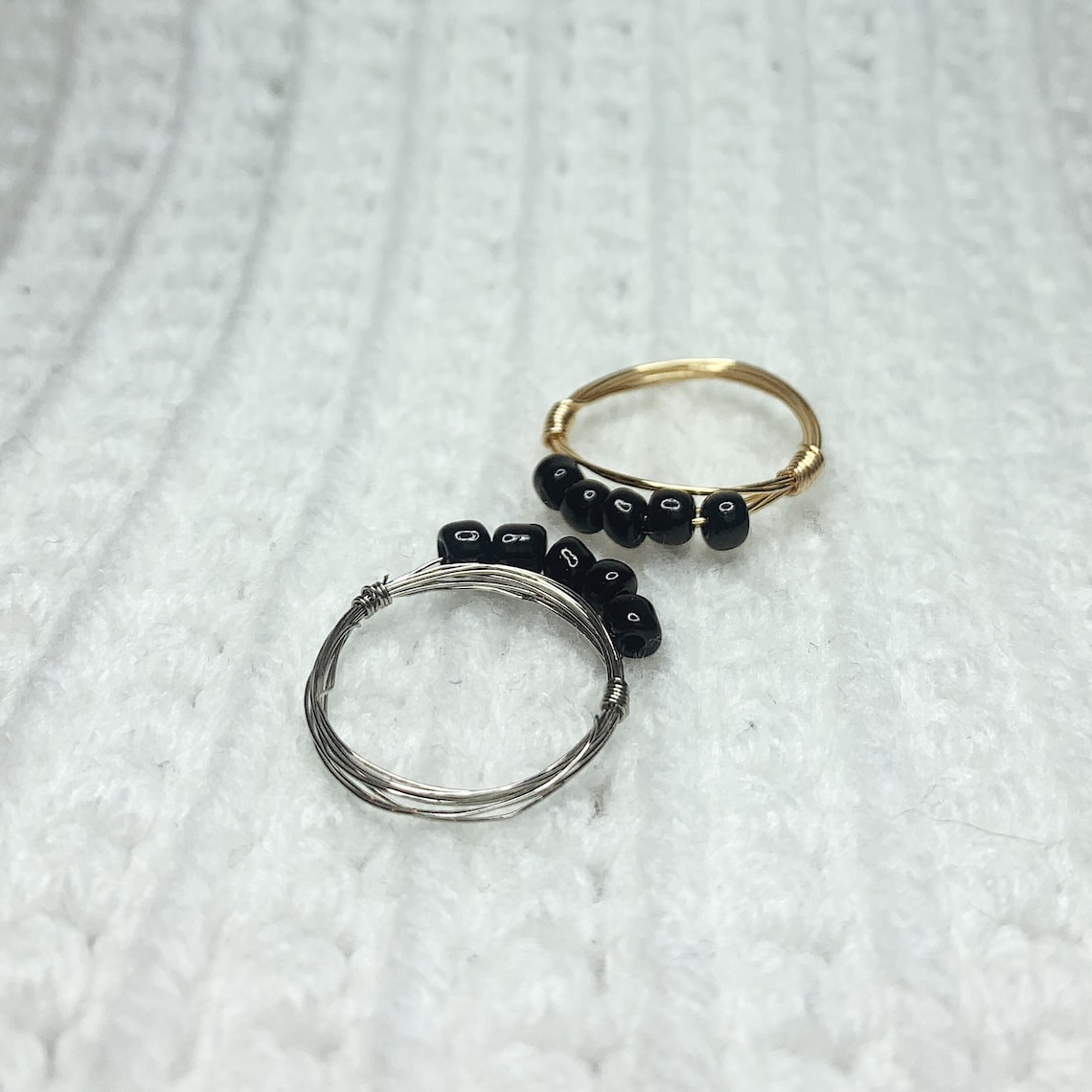 Black Fidget Bead Wire Ring/wire Ring/gold Wire Ring/gold - Etsy