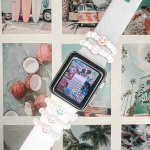 Beaded Mini Smiley Face Watch Charm/smiley Apple Watch Halo Charms ...