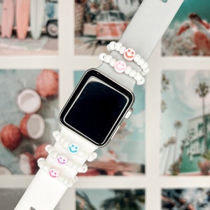 Beaded Mini Smiley Face Watch Charm/smiley Apple Watch Halo Charms ...