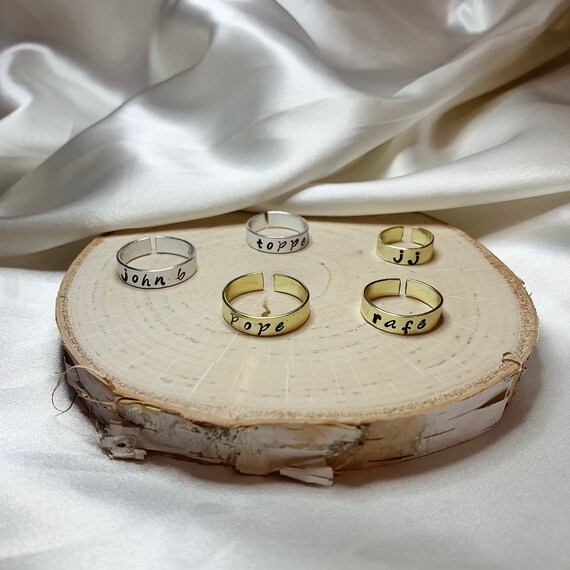 Outer Banks Inspired Name Stamped Ring/obx Jewelry/ Flat Gold | Etsy