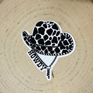 Howdy Cow Print Cowboy Hat Water Resistant Sticker/laptop Sticker ...