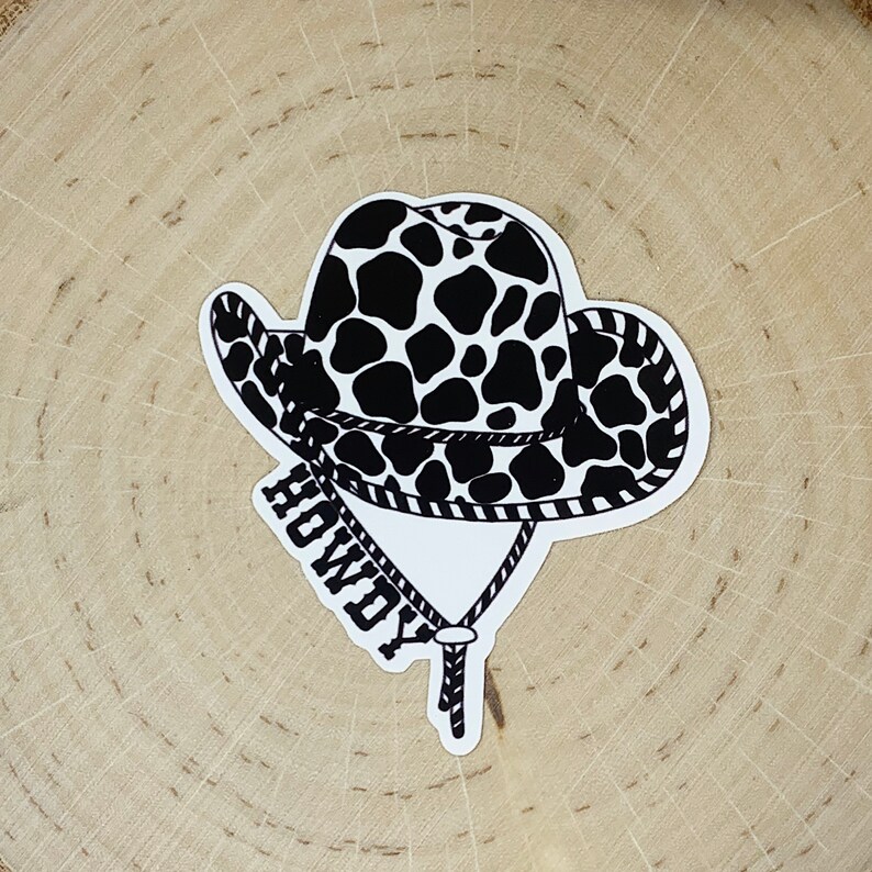 Howdy Cow Print Cowboy Hat Water Resistant Sticker/laptop | Etsy