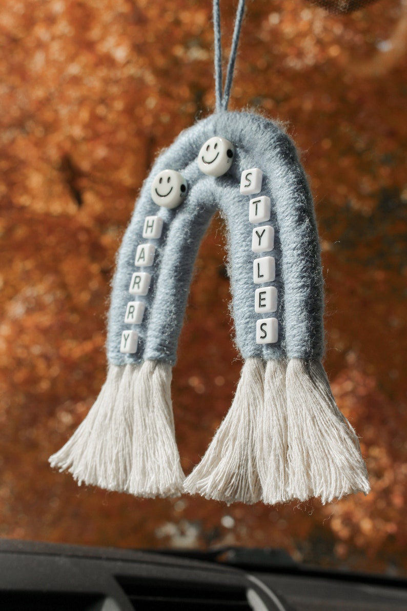 Harry Styles Smiley Face Macrame Rainbow Car Charm/car - Etsy