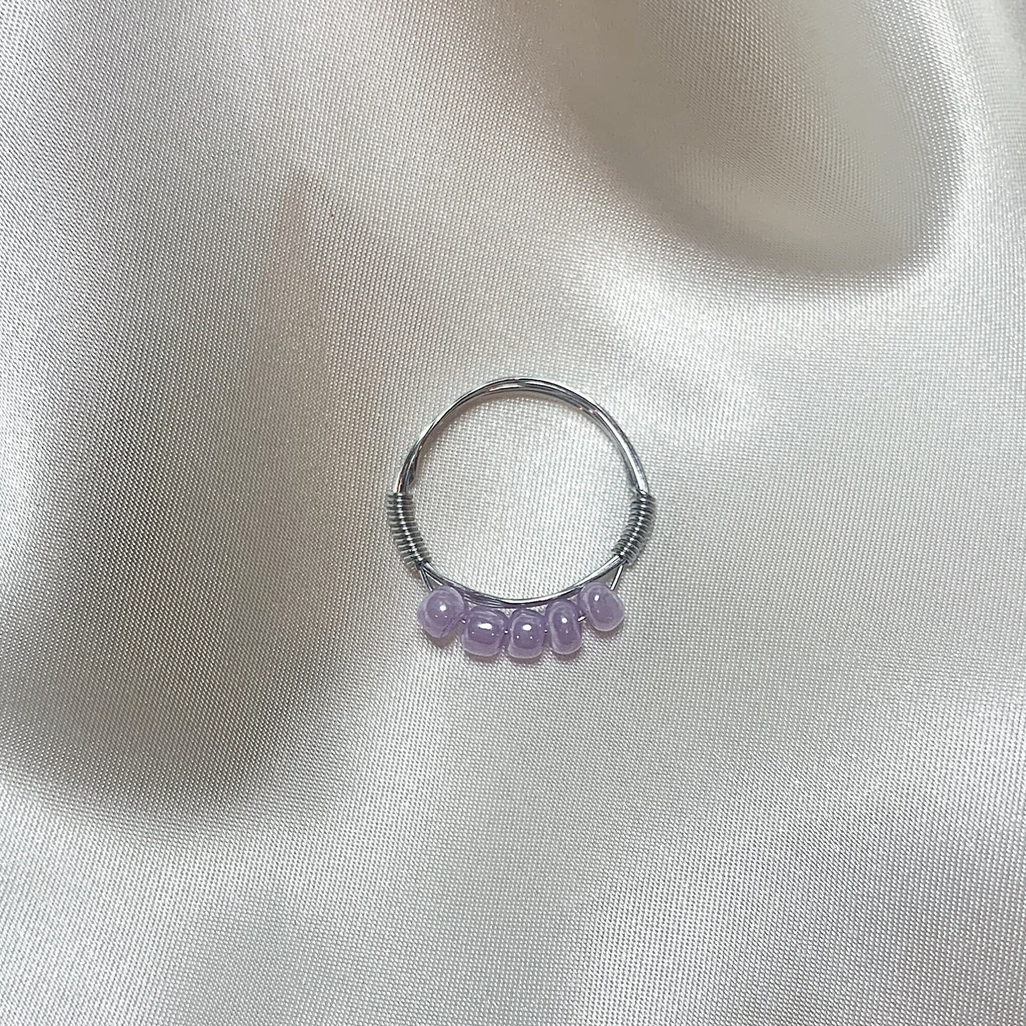 Lilac Purple Fidget Bead Wire Ring/Wire Ring/Gold Wire | Etsy