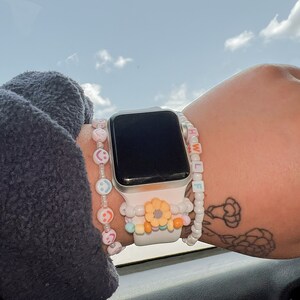 Sunflower Beaded Watch Charm/smiley Apple Watch Halo Charms/trendy ...